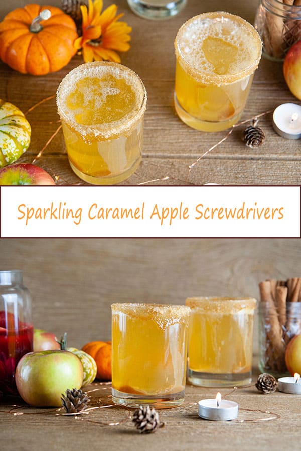Sparkling Caramel Apple Screwdrivers - Seasoned Sprinkles