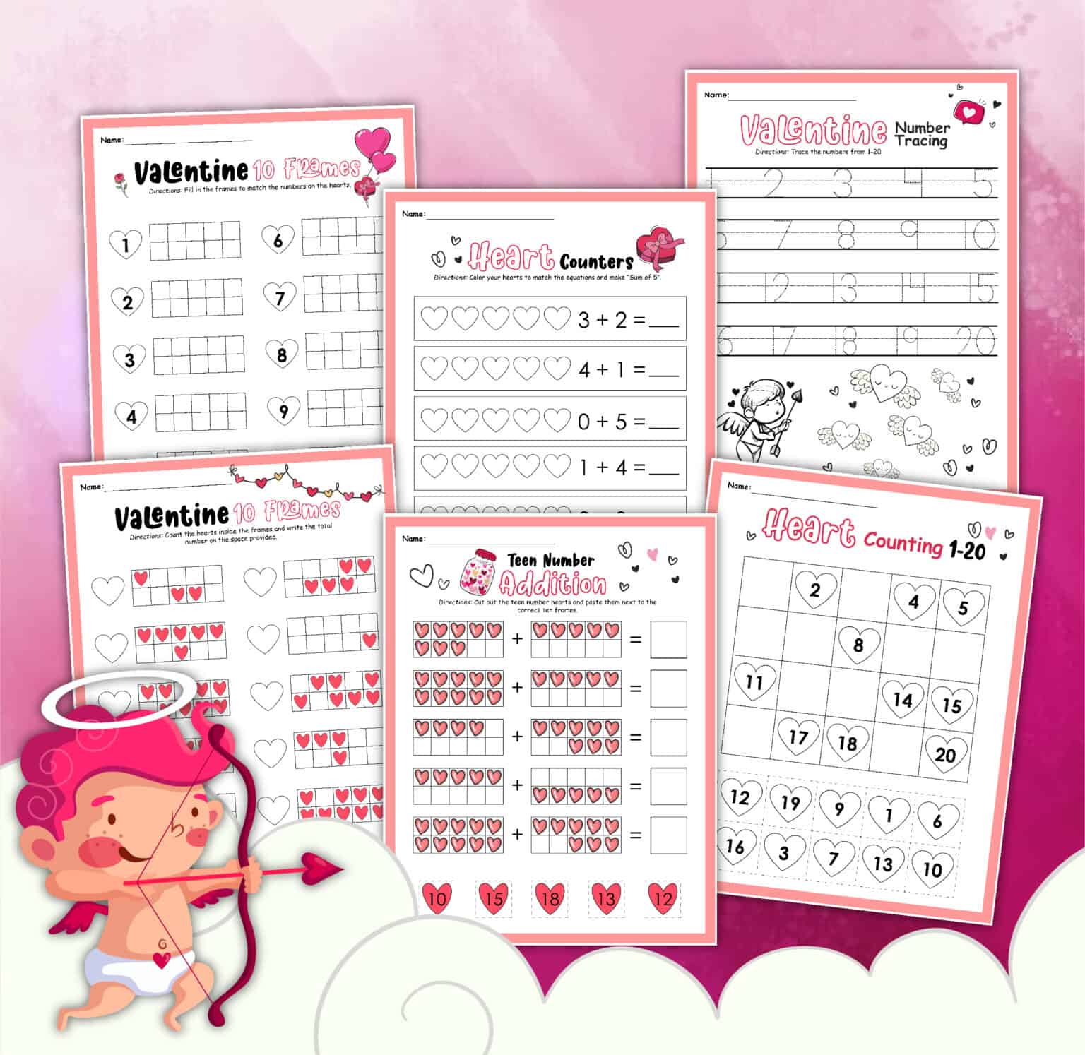 Valentine's Day Math Printables for Kindergarten - Seasoned Sprinkles
