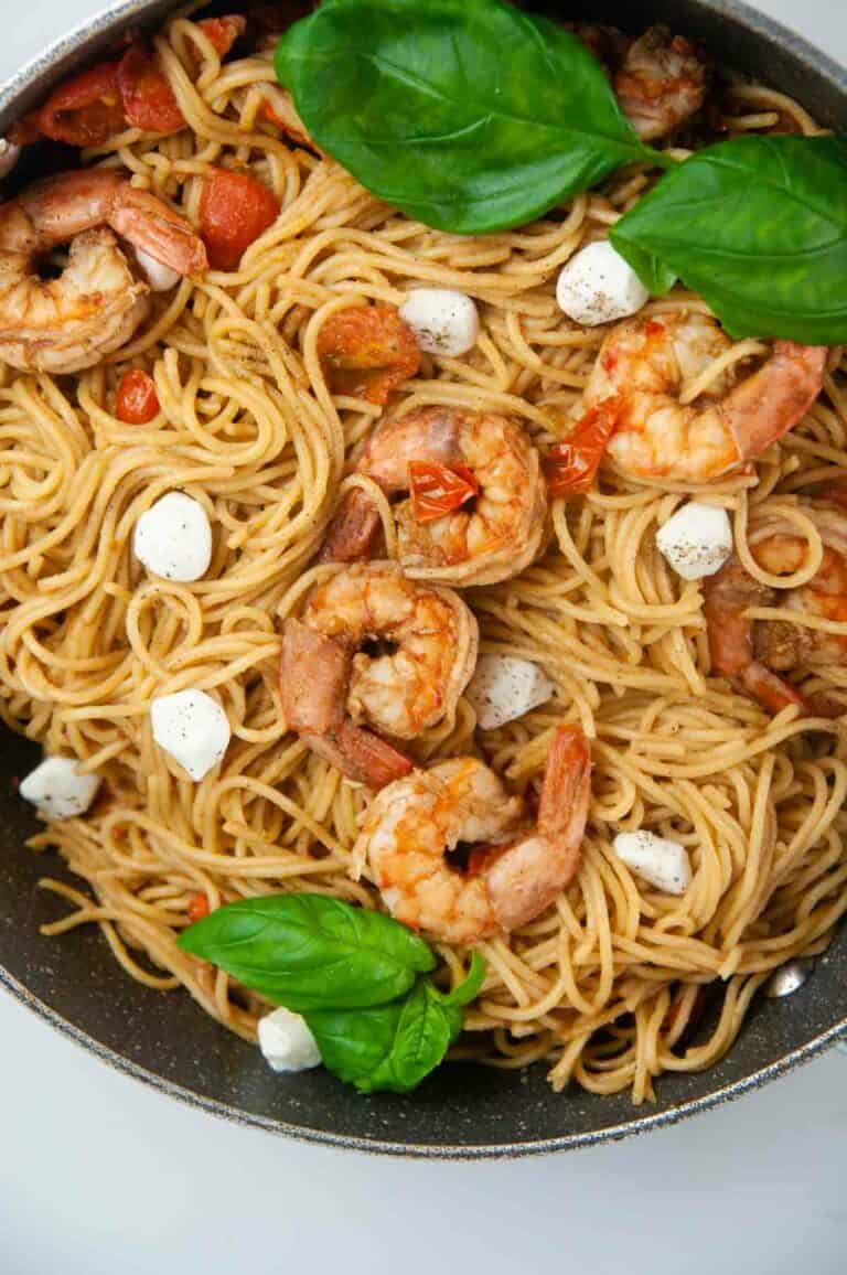The Best Shrimp Caprese Pasta - Seasoned Sprinkles