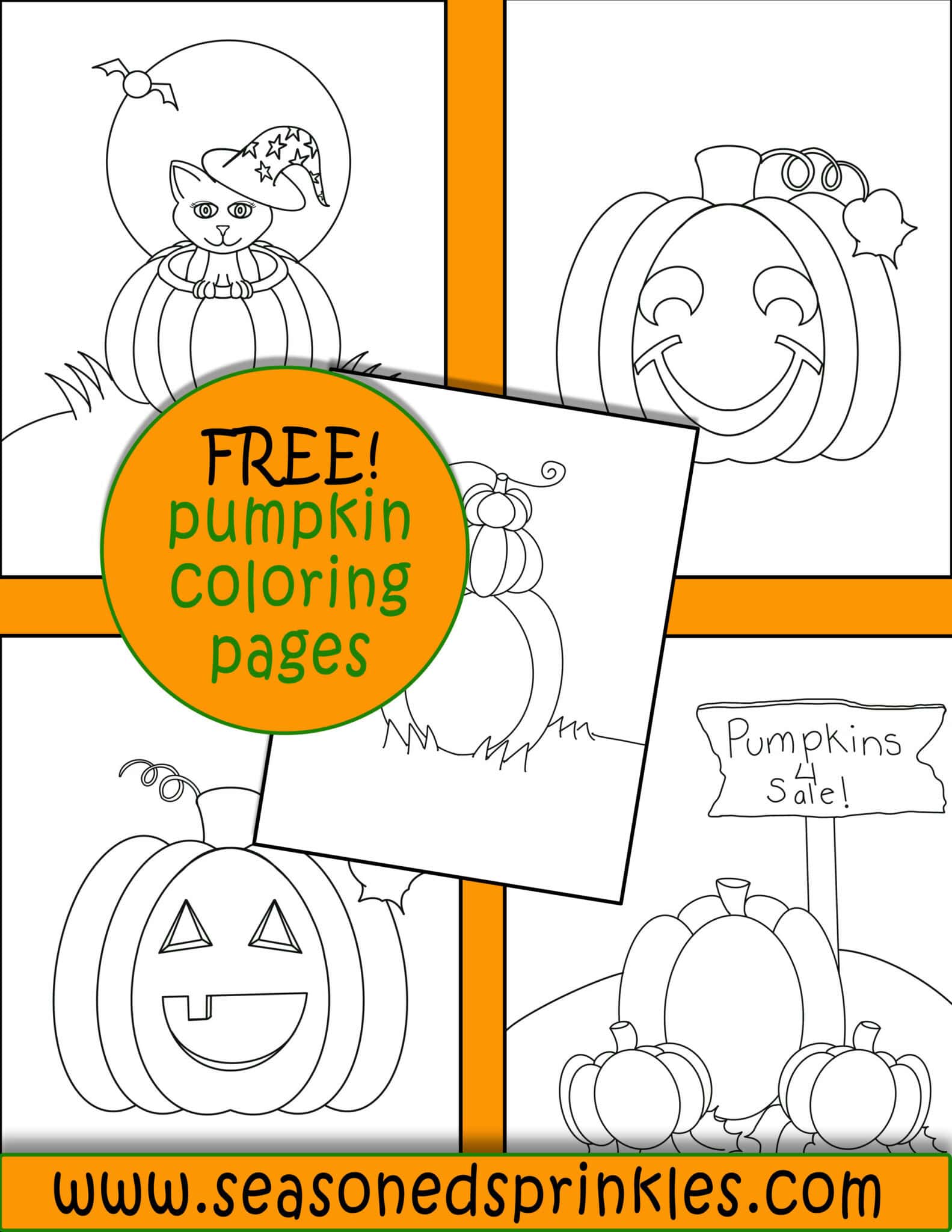 Free Printable Pumpkin Coloring Pages - Seasoned Sprinkles