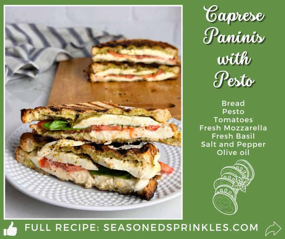 5 Minute Easy Caprese Panini Sandwich with Pesto - Seasoned Sprinkles