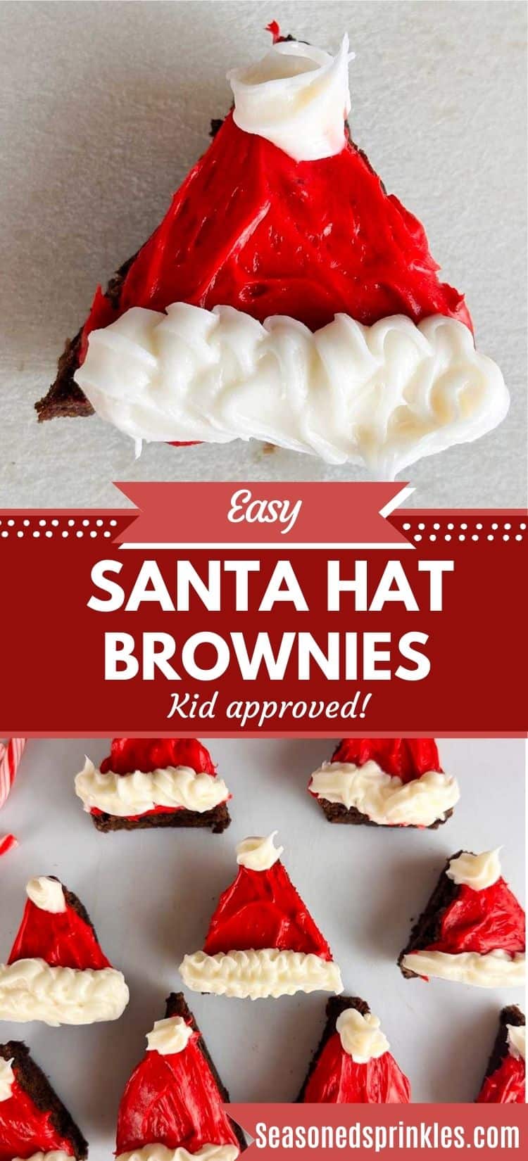 Easy Santa Hat Brownies Recipe - Seasoned Sprinkles